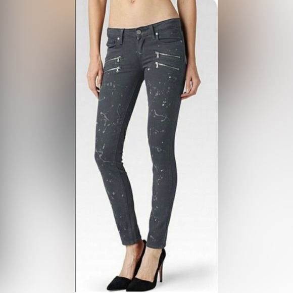 PAIGE | Jeans | Paige Edgemont Grey Zip Paint Splatter Skinny Jeans ...